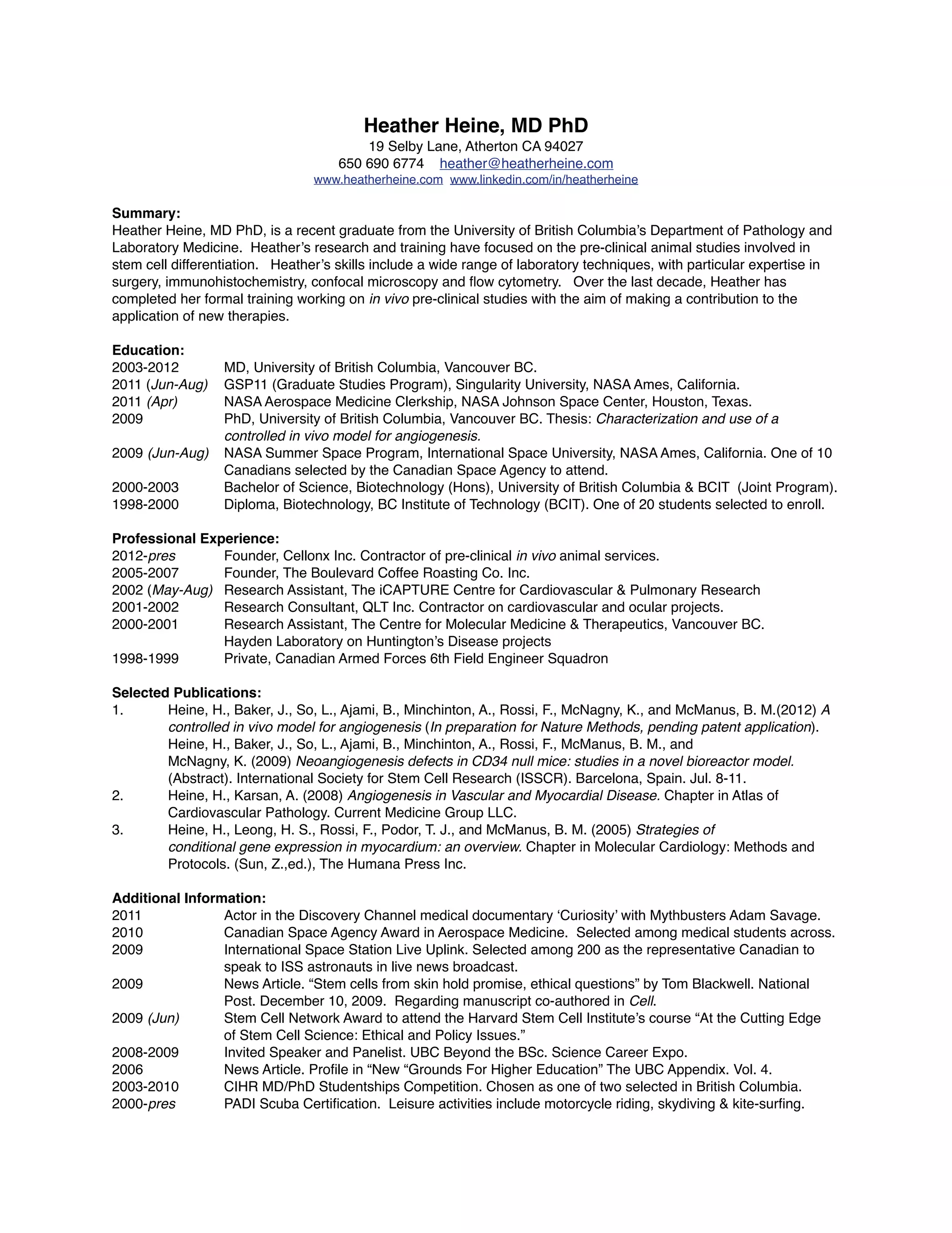 Heather Heine CV | PDF