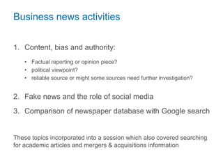 Teaching activities for business news and fake news information ...