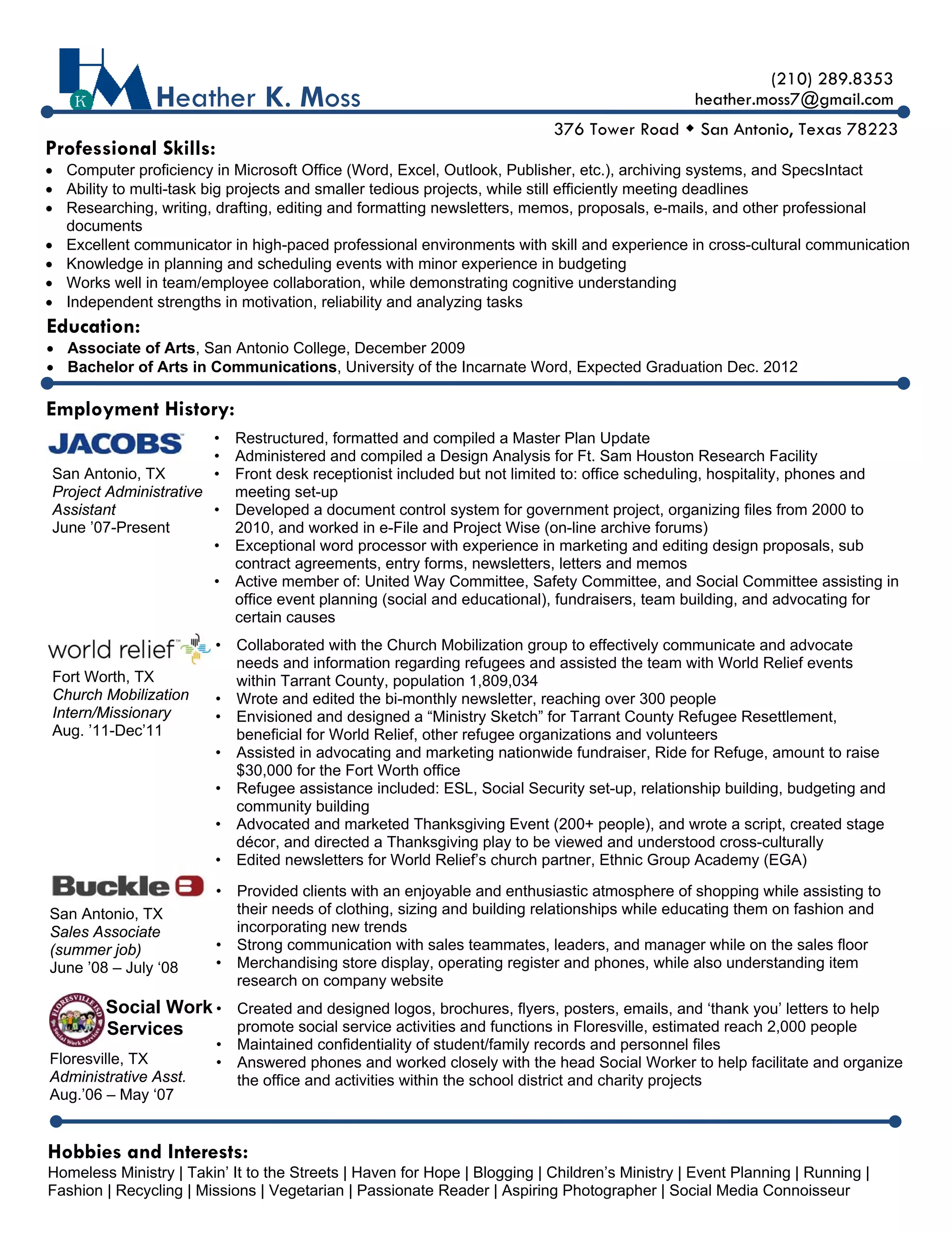 Heather Moss | Resume 2012 | PDF