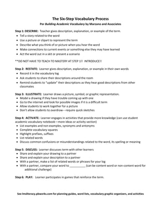 Building Success through Building Academic Vocabulary | PDF