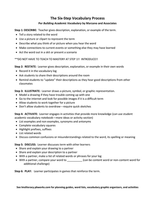 Building Success through Building Academic Vocabulary | PDF