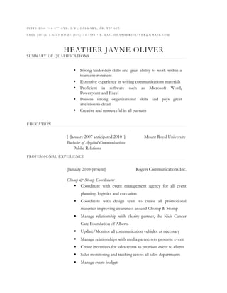 Heather Jayne Oliver - CV | RTF