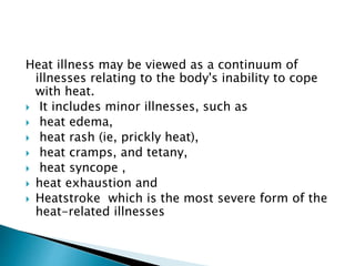 Heat illnesses in children | PPTX