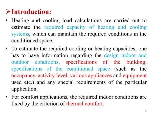 Heating and cooling load of a building | PPTX | Weather | Science