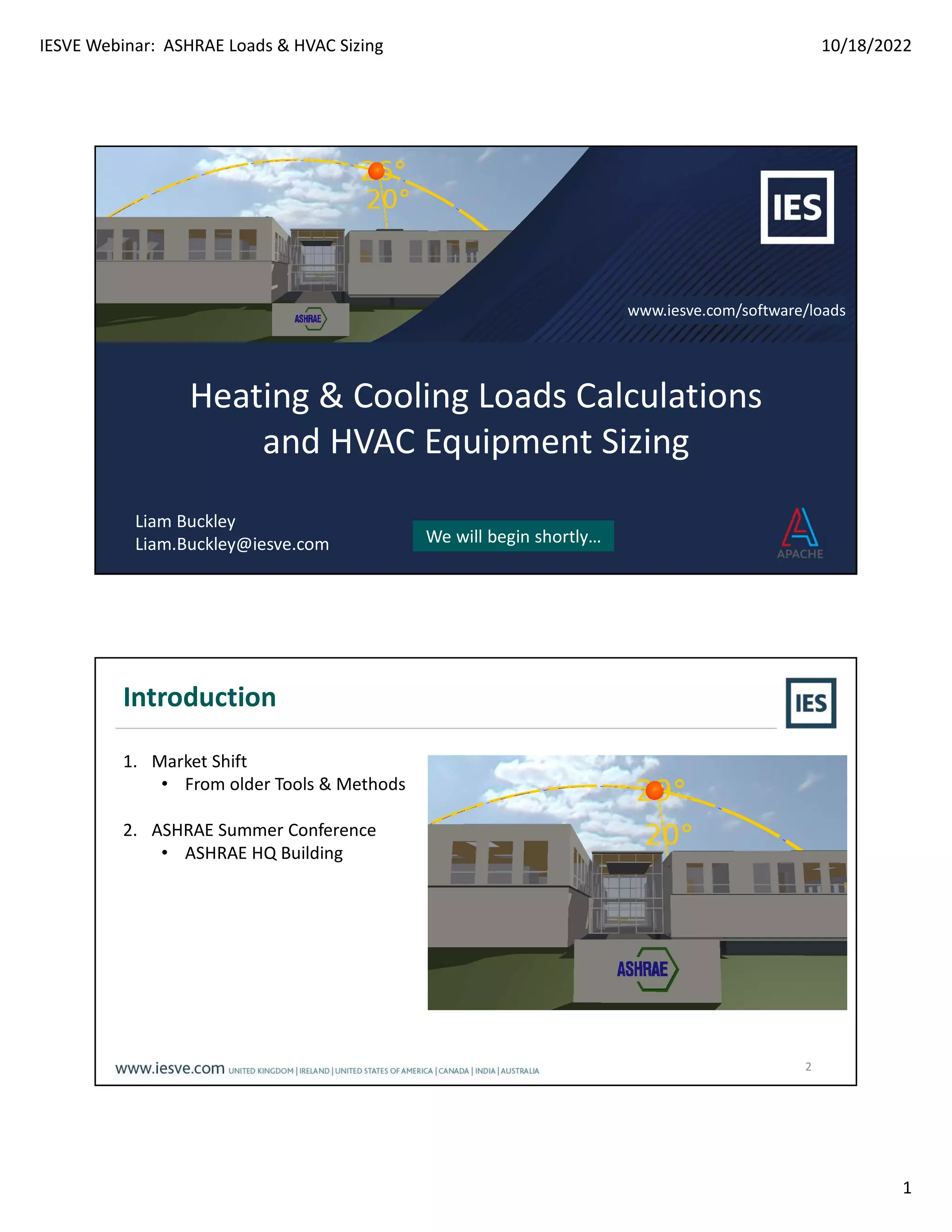 Heating & Cooling Loads and HVAC Equipment Sizing Slides | PDF