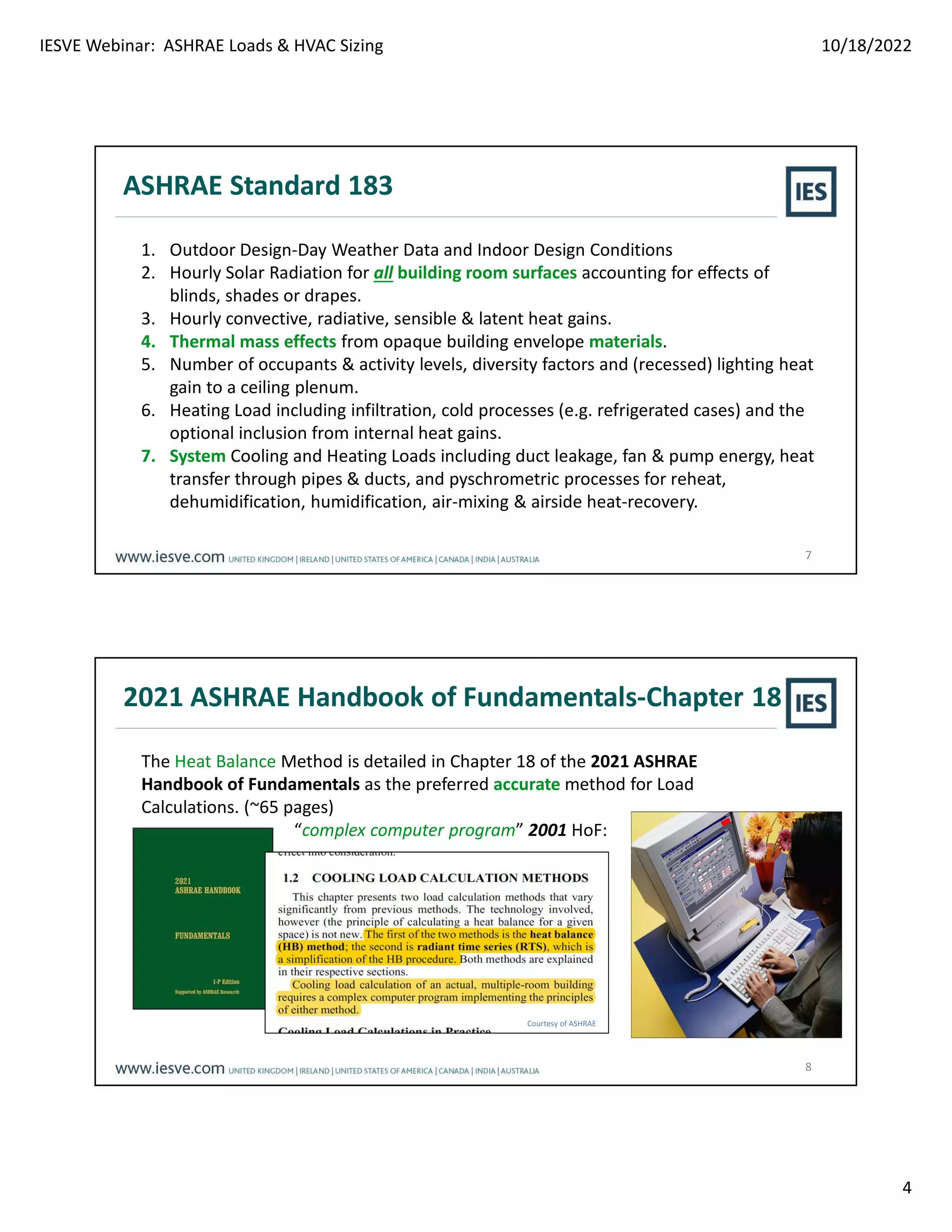 Heating & Cooling Loads and HVAC Equipment Sizing Slides | PDF