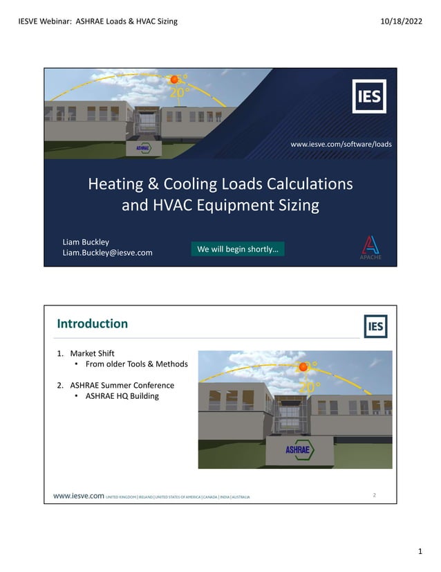 Heating & Cooling Loads and HVAC Equipment Sizing Slides | PDF