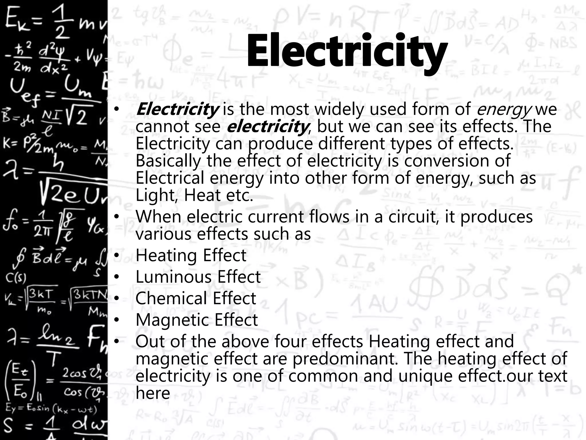 Heating effect of electric current, Physics, Electricity | PPTX