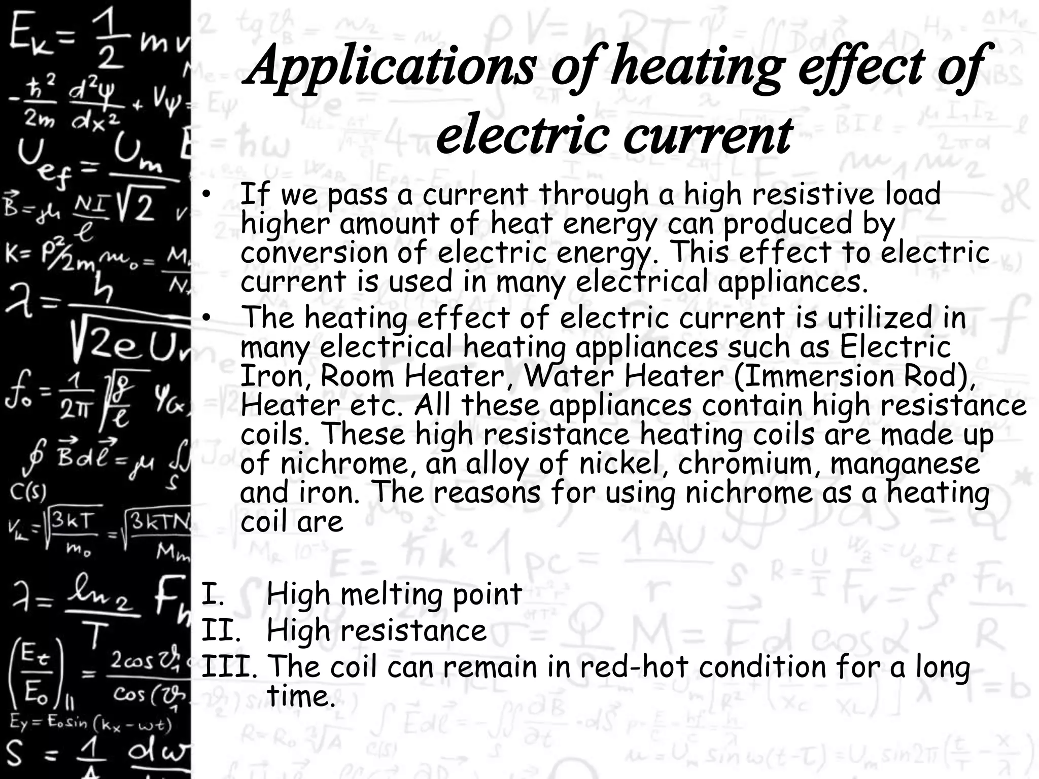 Heating effect of electric current, Physics, Electricity | PPTX