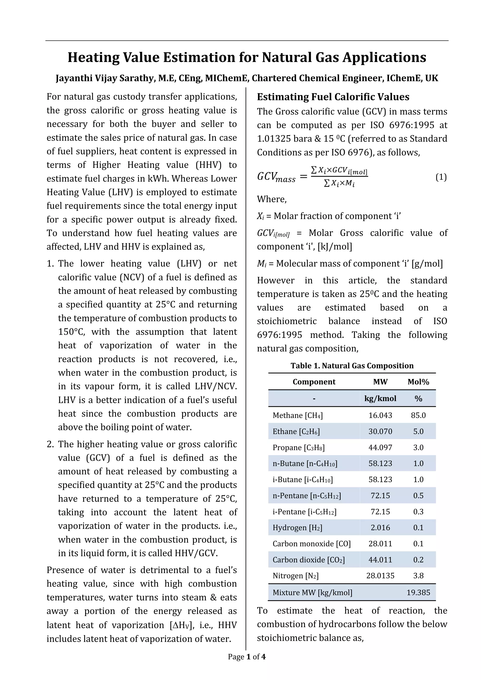 Heating Value Estimation for Natural Gas Applications | PDF