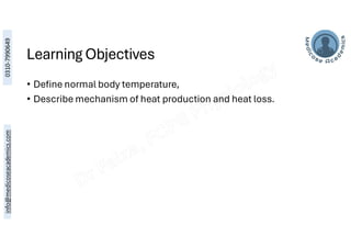 Heat Production & Heat Loss Mechanisms in Human Body | PDF