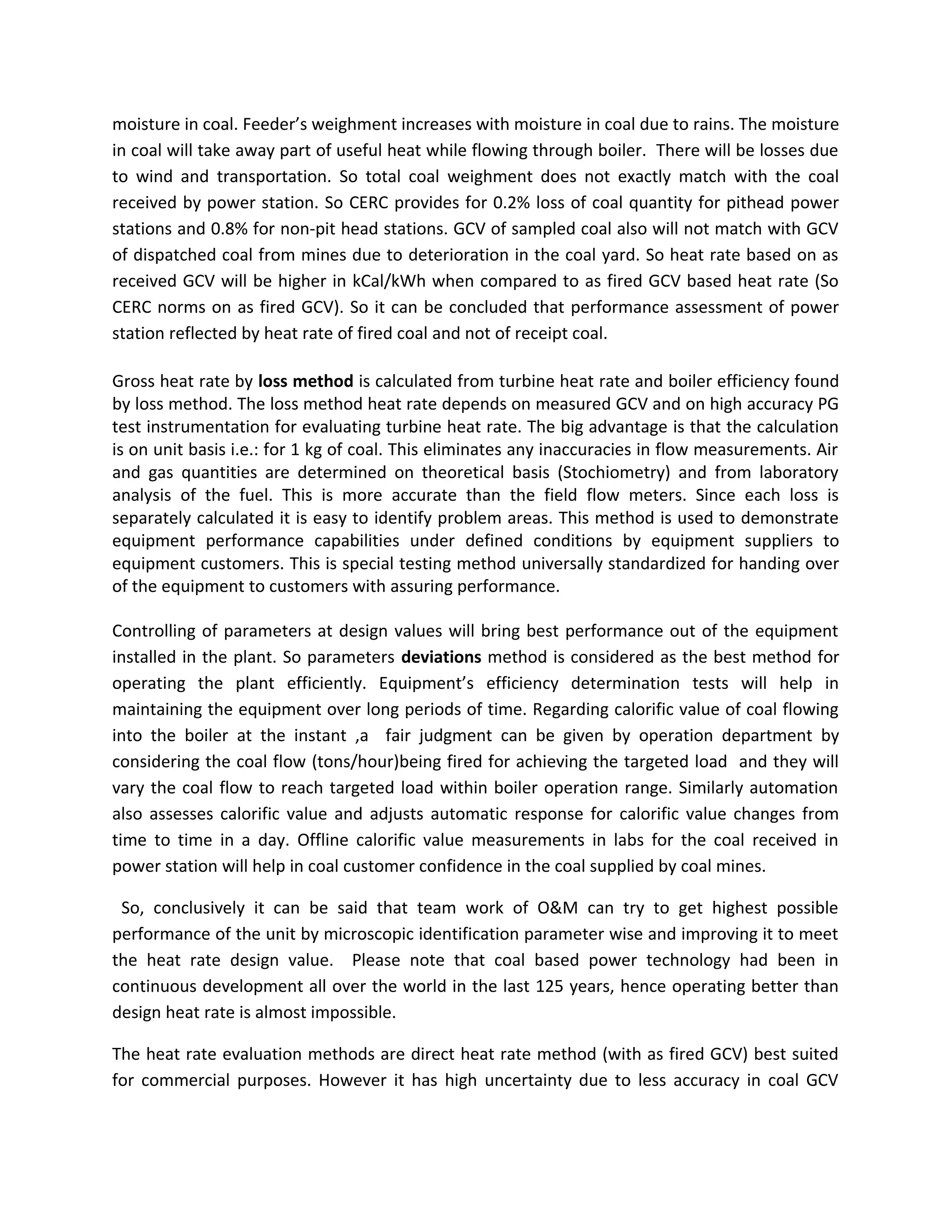 Heat rate of coal fired power plant | DOC