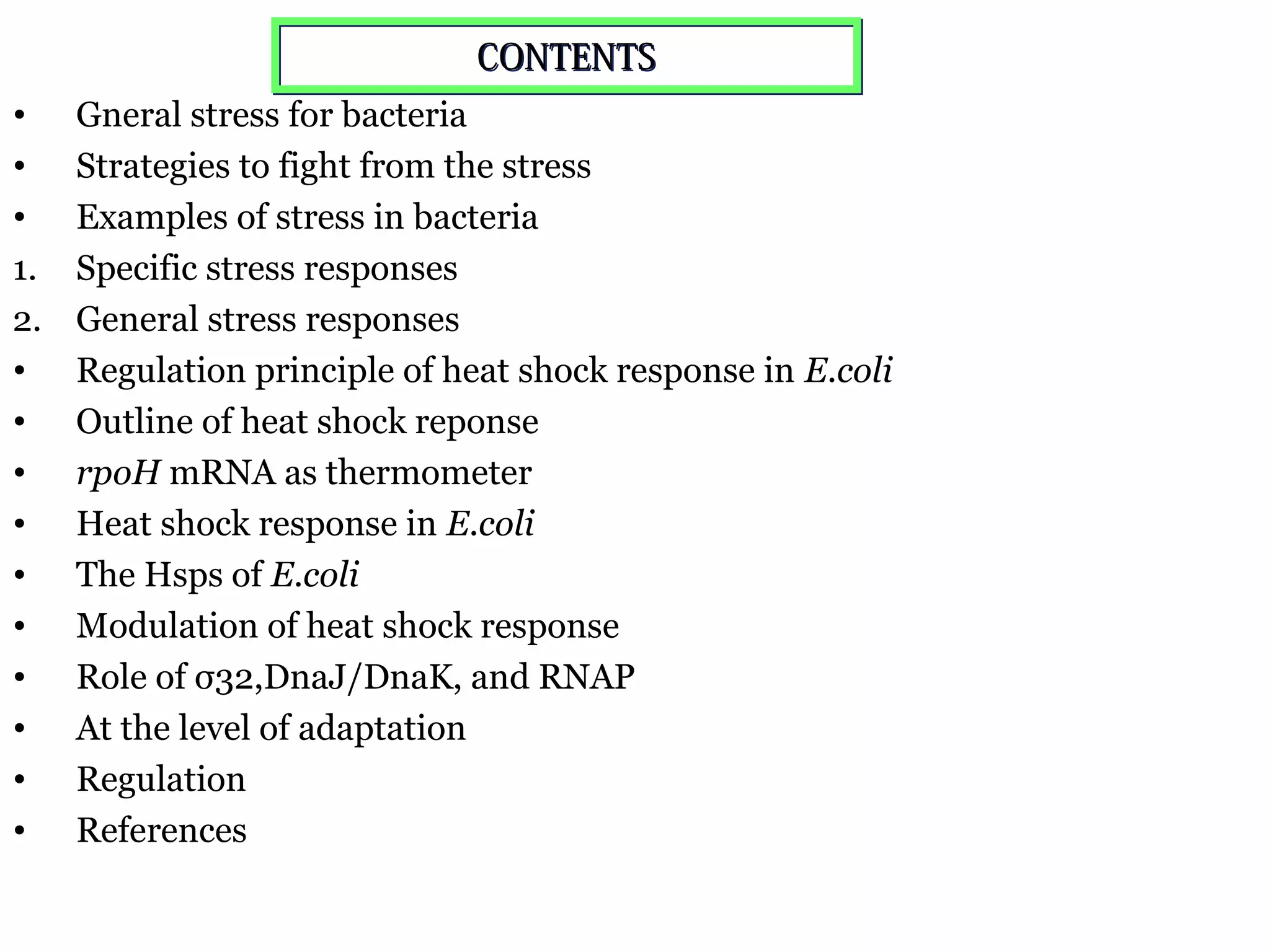 Heat shock response major seminar | PPT