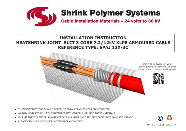 3. Heat Shrink Cable Joint (HV) - 11kV 3 Core XLPE BS6622 Cables | PDF