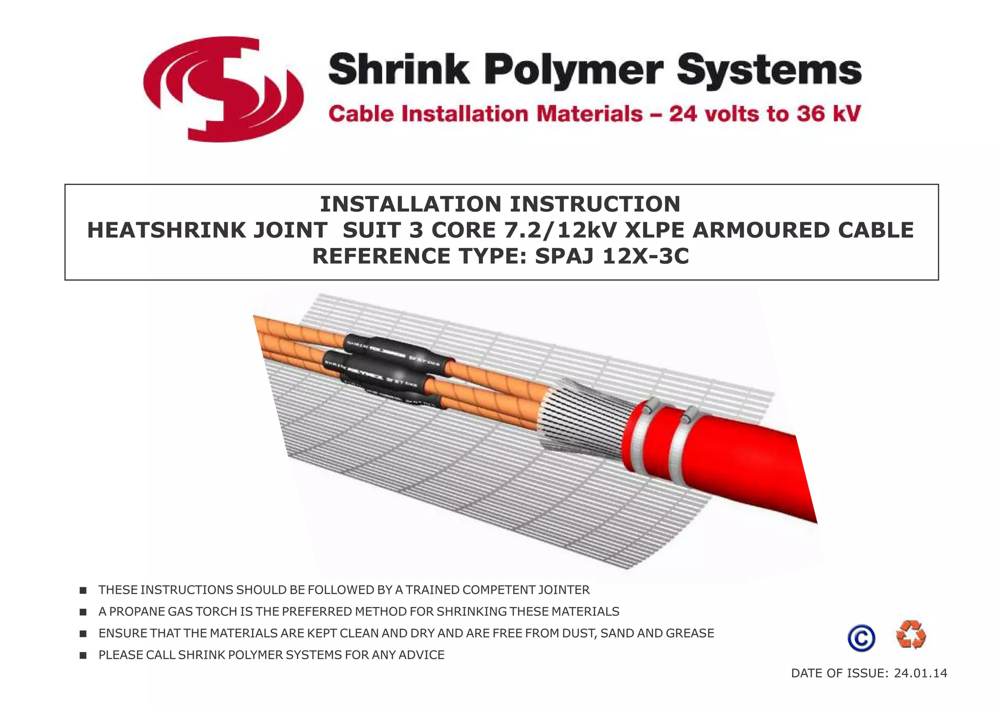Heat Shrink Cable Joints - 11kV 3 Core XLPE SWA (HV Cable Joints) - SPS ...
