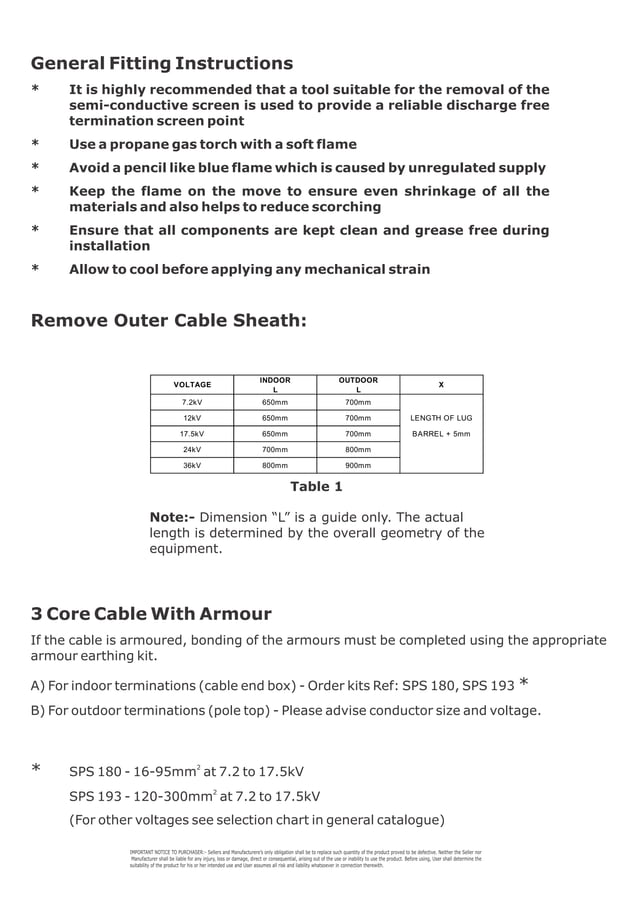 1. Heat Shrink Cable Termination (HV) - 11kV 33kV 3 Core XLPE BS6622 ...