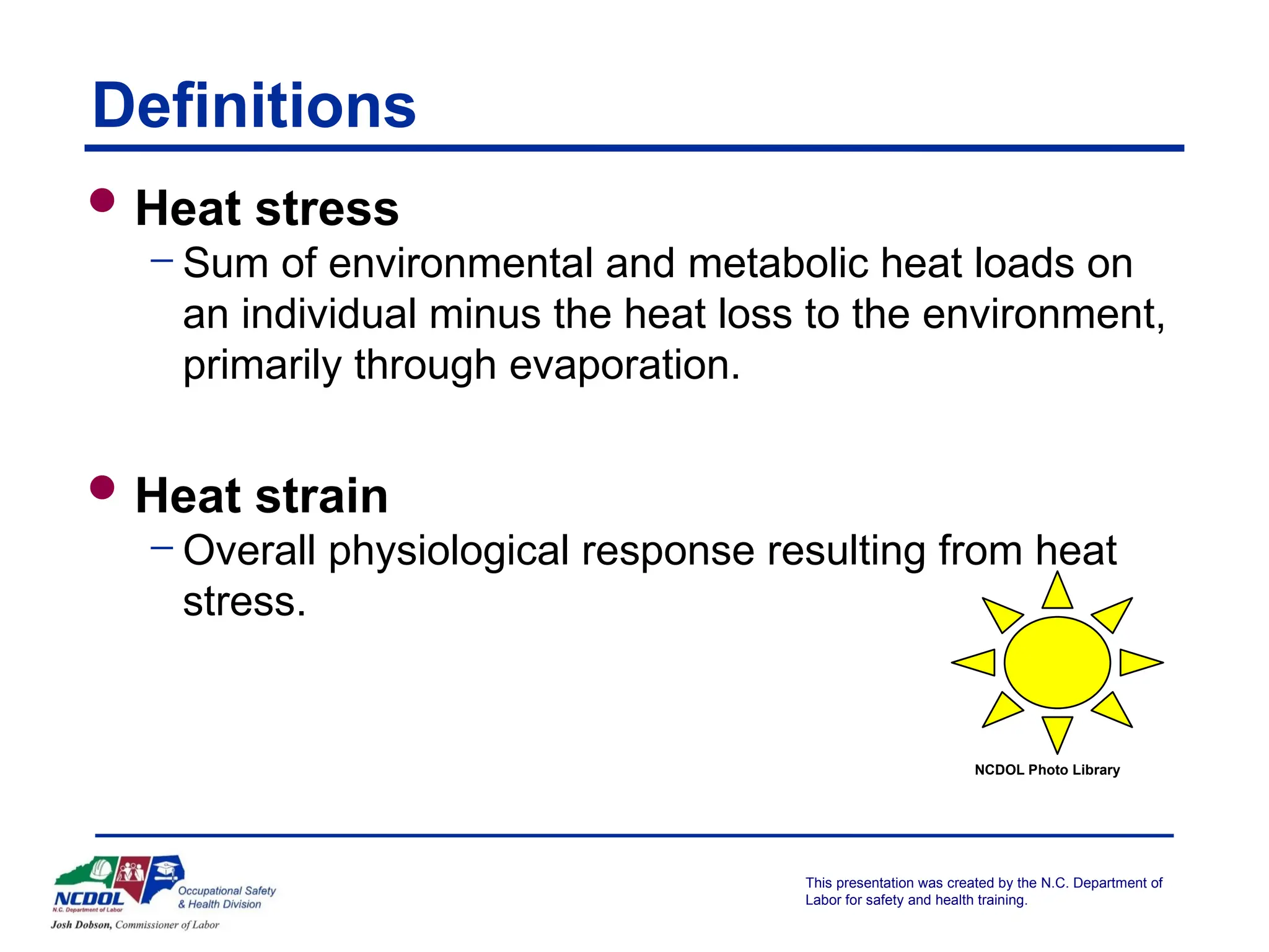 heat stress presentation by NC Department | PPTX