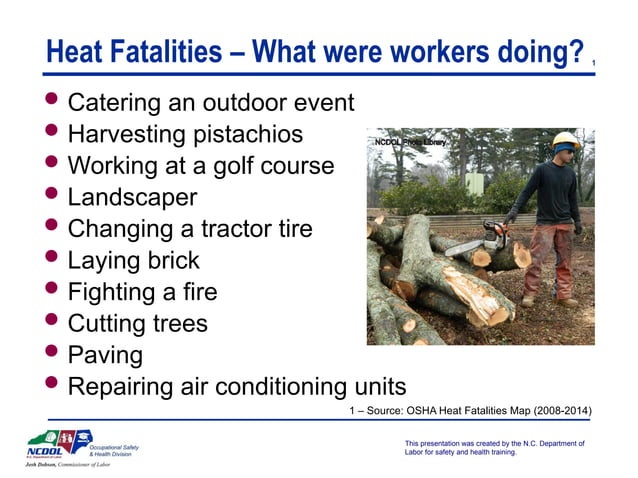 heat stress presentation by NC Department | PPTX