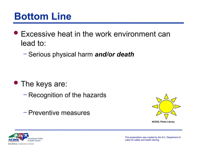 heat stress presentation by NC Department | PPTX
