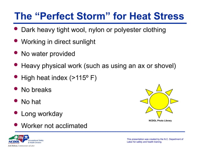 heat stress presentation by NC Department | PPTX