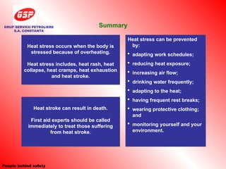 HEAT STRESS Presentation in hot conditions areas | PPT