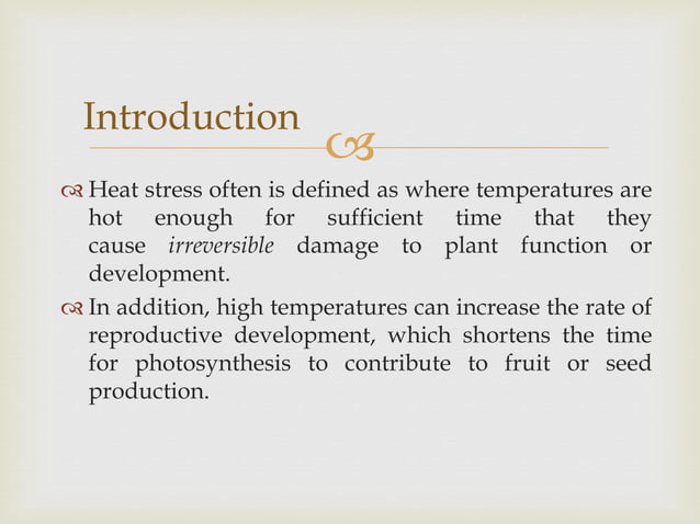 Heat stress, its tolerance and mechanism in cereals | PPT | Free Download