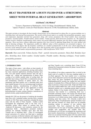 Heat transefer of a dusty fluid over a stretching sheet with internal ...