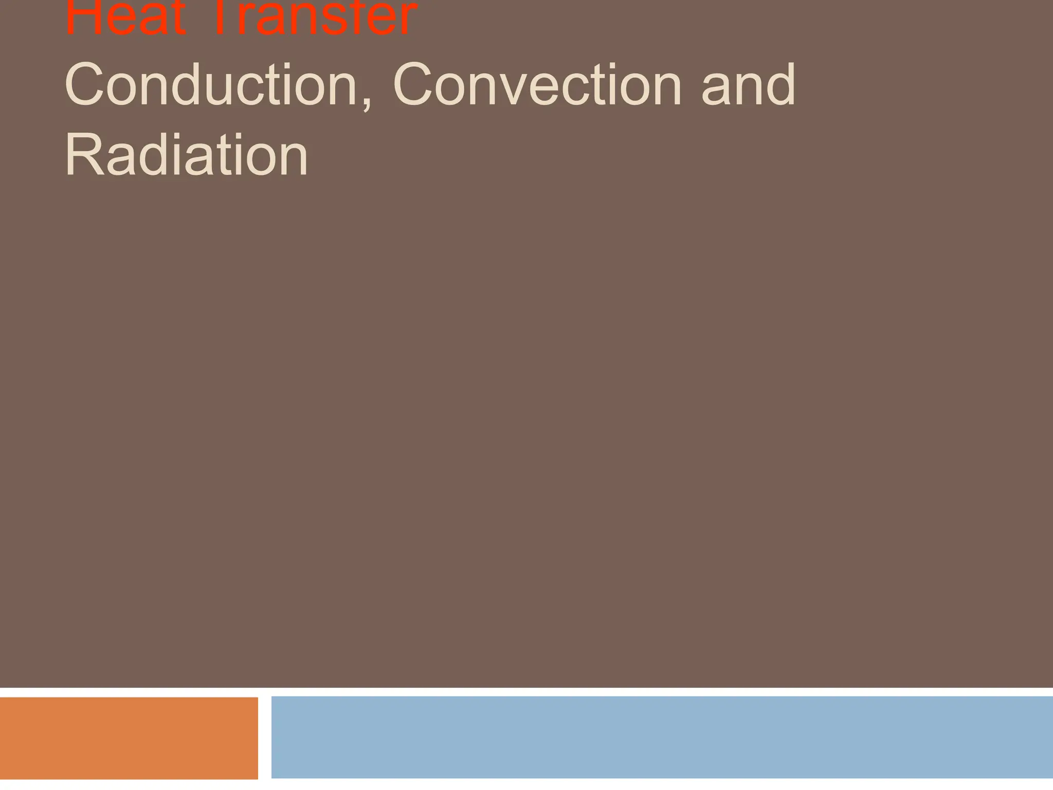 Heat Transfer, Conduction, Convection and Radiation | PPT