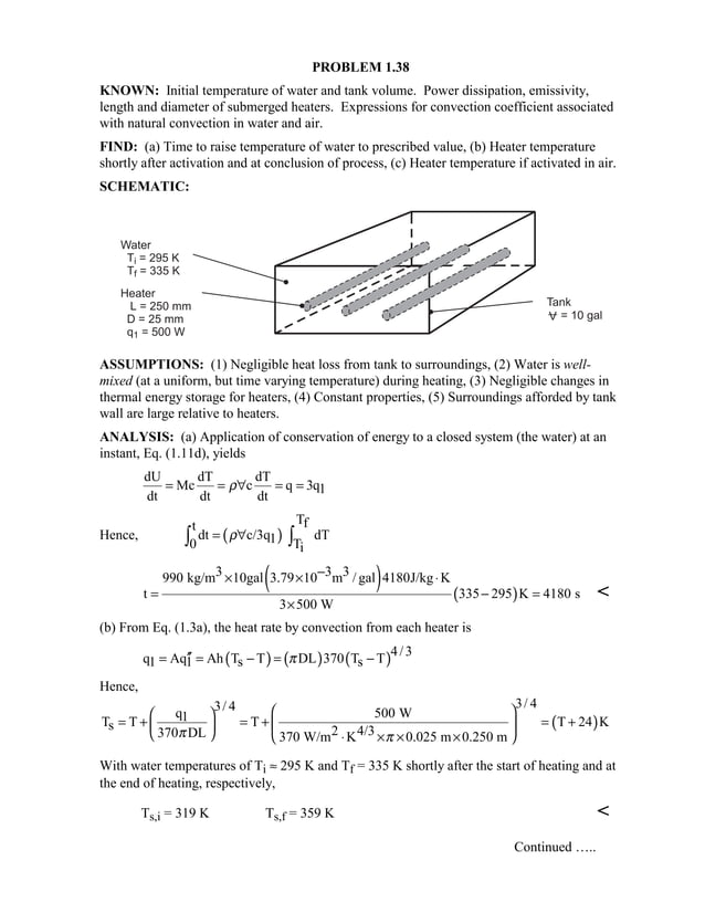 Heat transfer 5th ed incropera solution manual | PDF