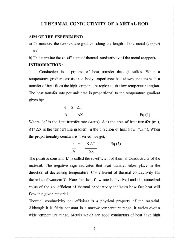 Heat transfer experiment for chemical engineering student | PDF ...