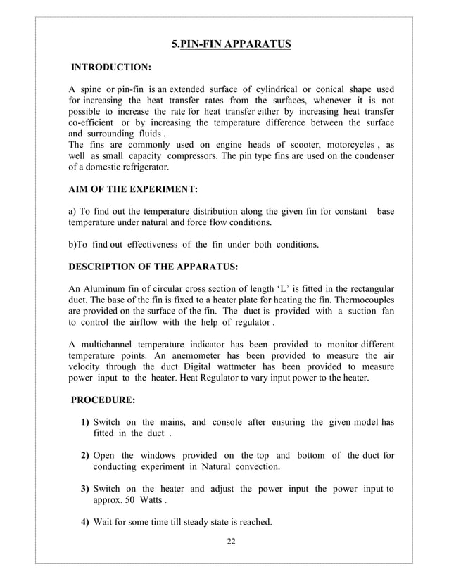 Heat transfer experiment for chemical engineering student | PDF ...