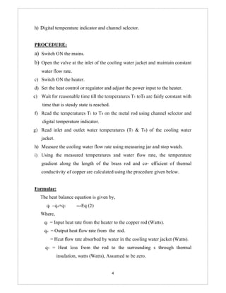 Heat transfer experiment for chemical engineering student | PDF