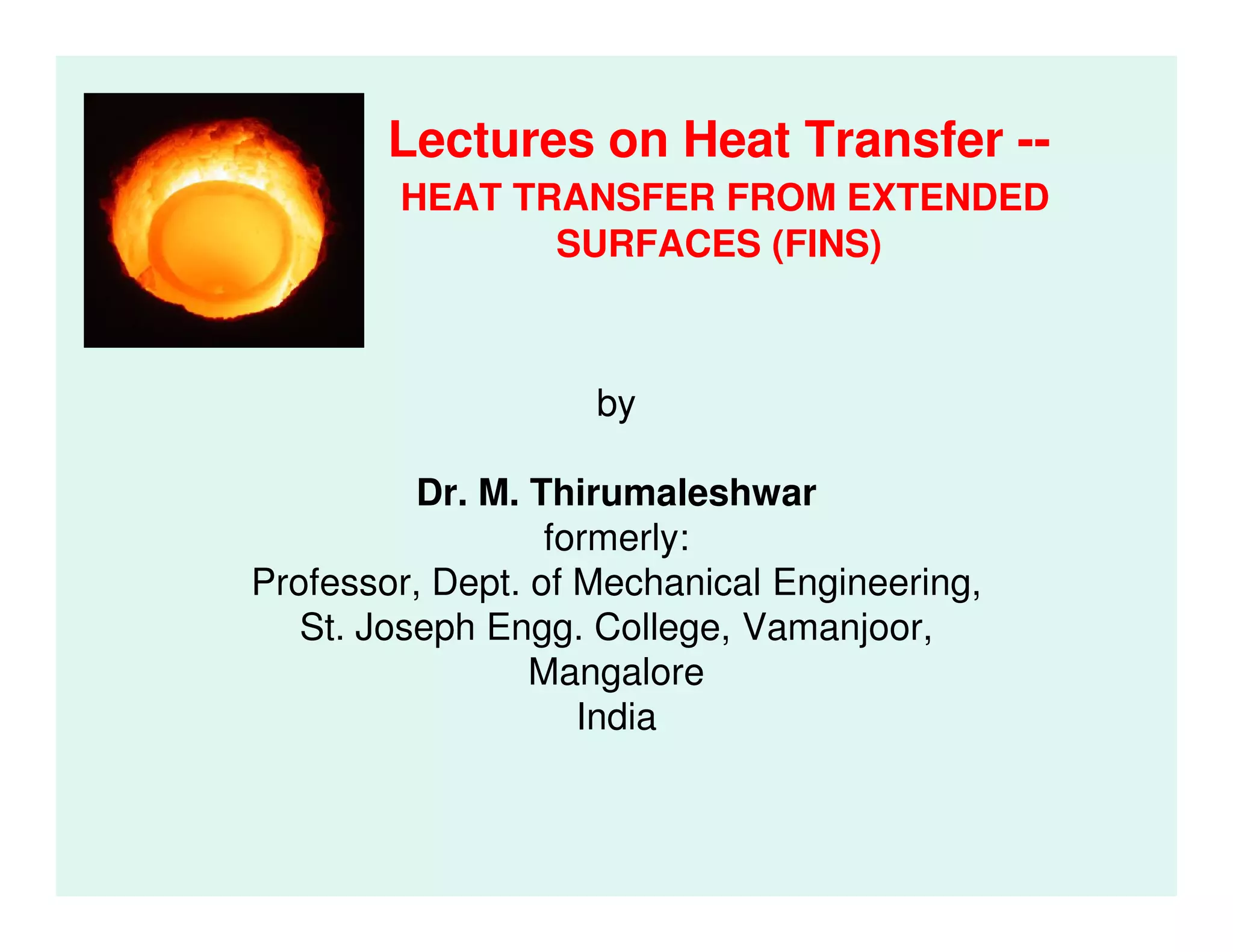 Heat transfer from extended surfaces (or fins) | PDF