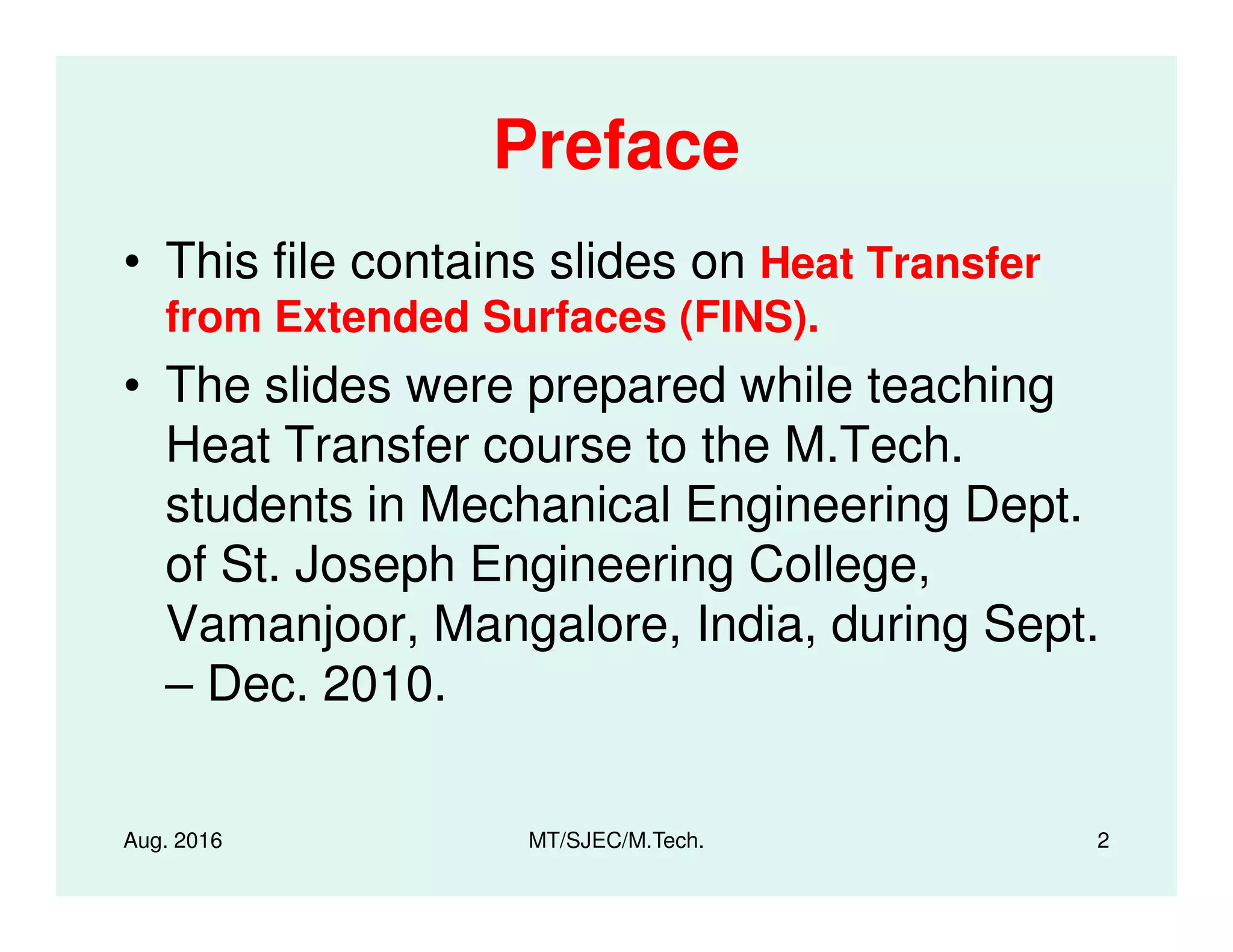 Heat transfer from extended surfaces (or fins) | PDF