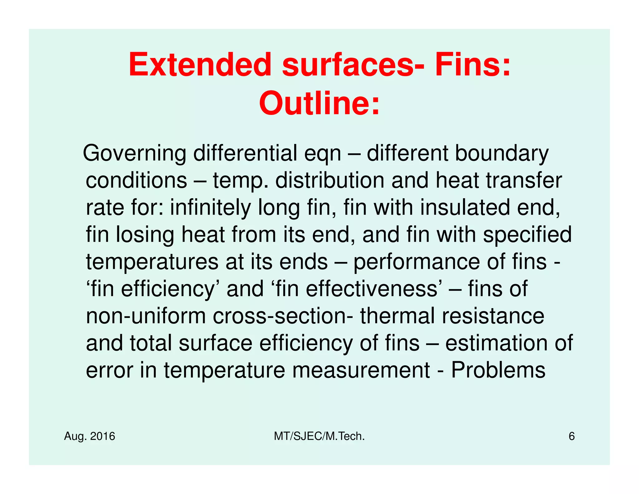Heat transfer from extended surfaces (or fins) | PDF
