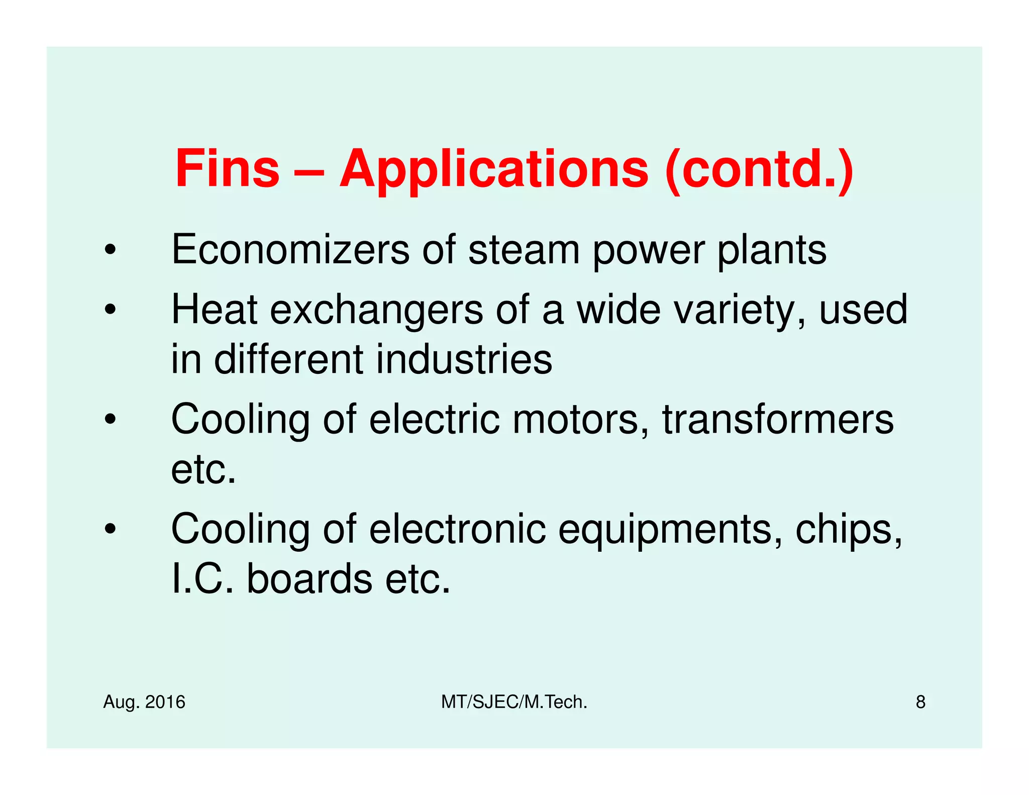 Heat transfer from extended surfaces (or fins) | PDF
