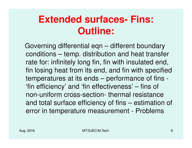Heat transfer from extended surfaces (or fins) | PDF