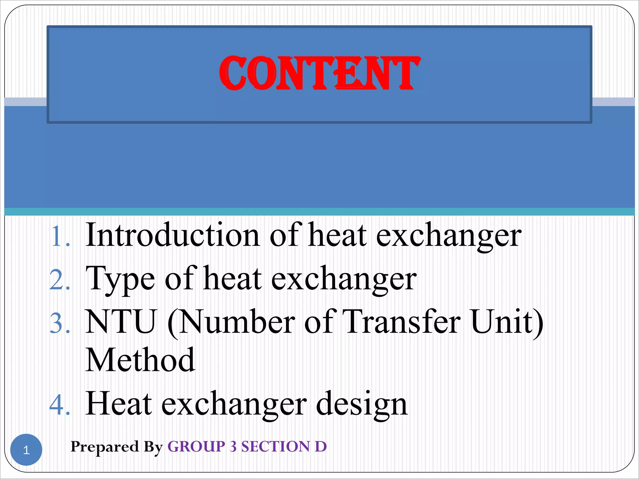 Heat exchanger and its type,ntu method | PDF