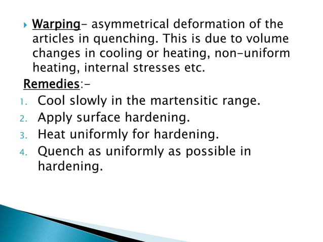Heat treatment defects &and its remedies | PPTX | Chemistry | Science