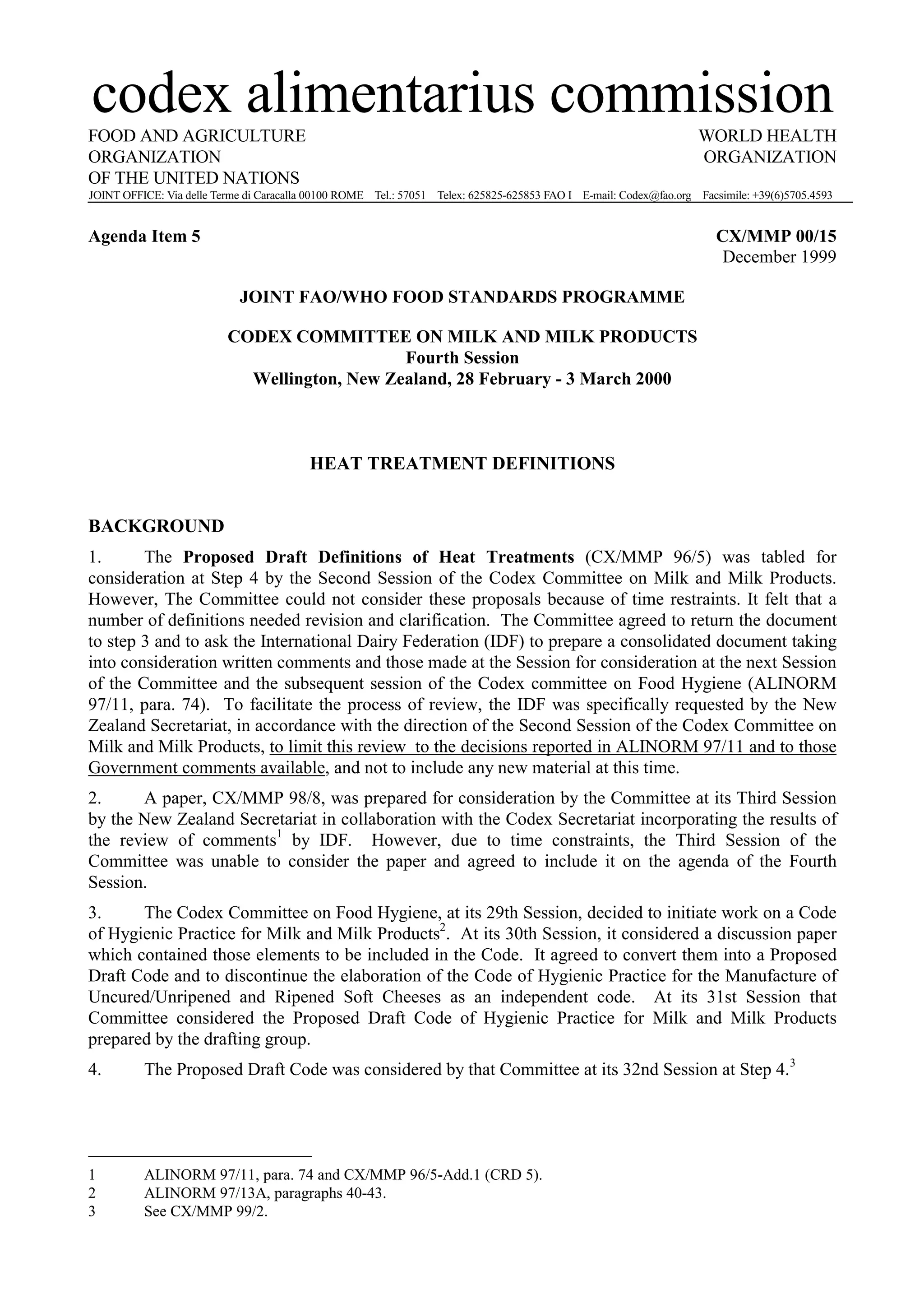 Heat treatment definition codex alimentarius | PDF
