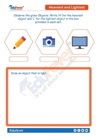 Heaviest and Lightest object - UKG Worksheet | PDF