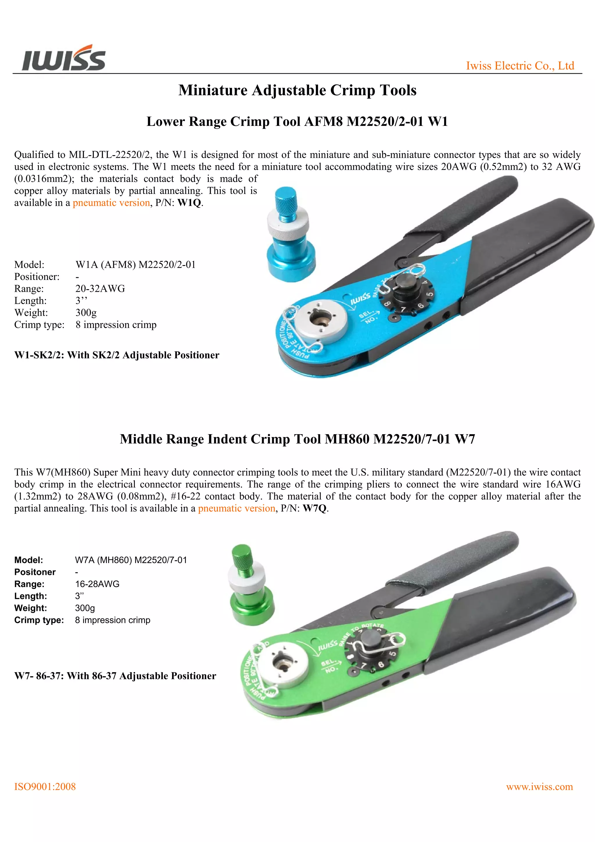 M22520 Standard Heavy Duty Connector Crimping Tools | PDF