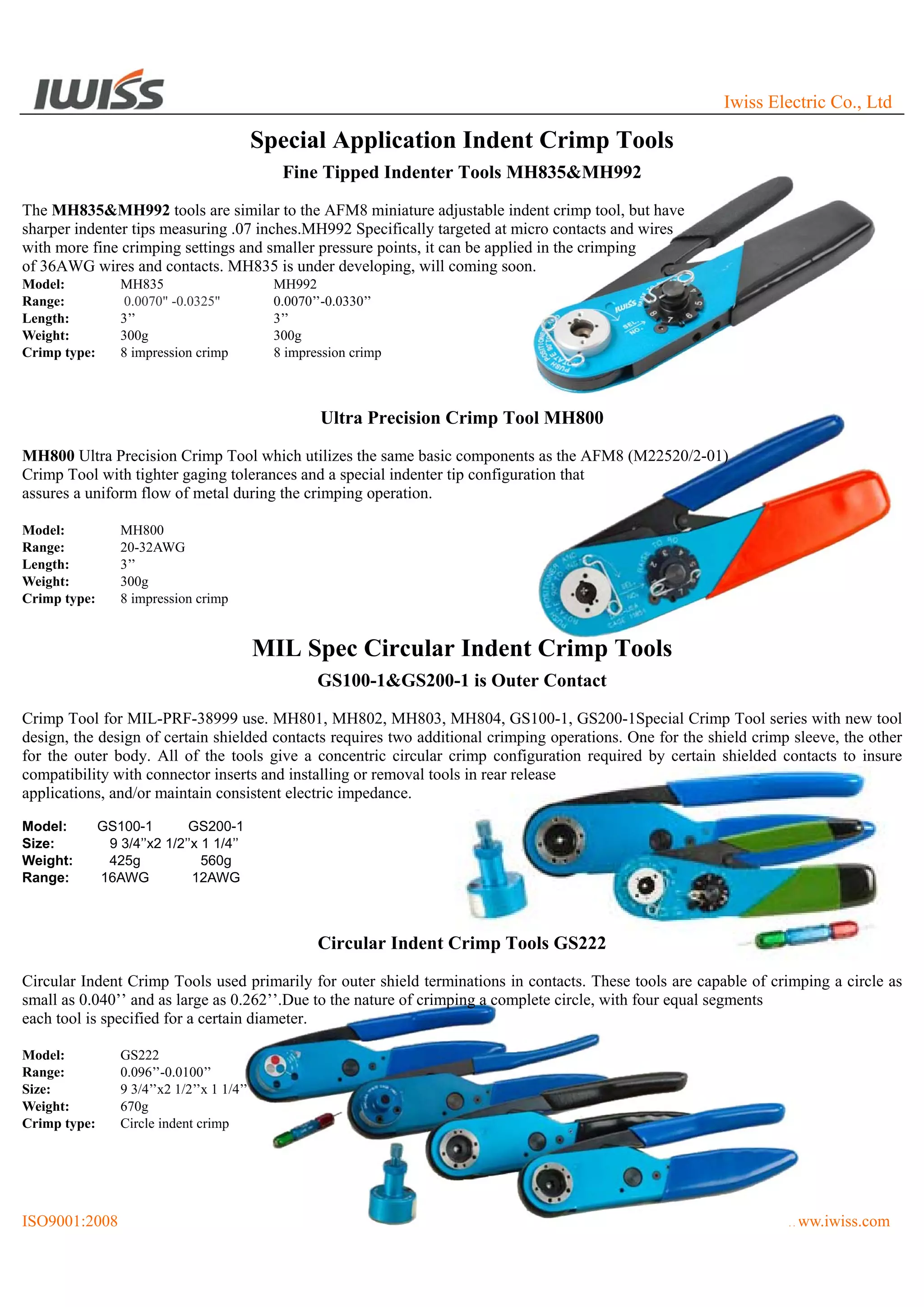 M22520 Standard Heavy Duty Connector Crimping Tools | PDF