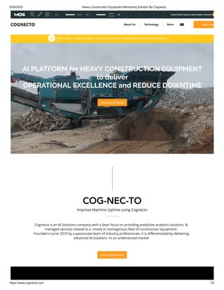 Heavy construction equipment monitoring solution by cognecto | PDF