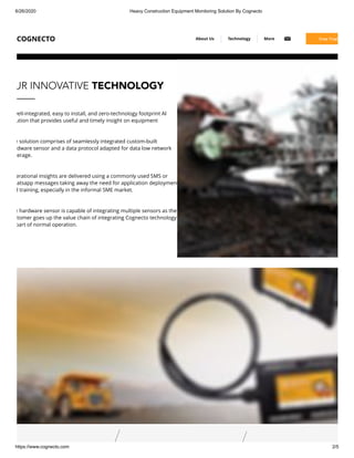 Heavy construction equipment monitoring solution by cognecto | PDF