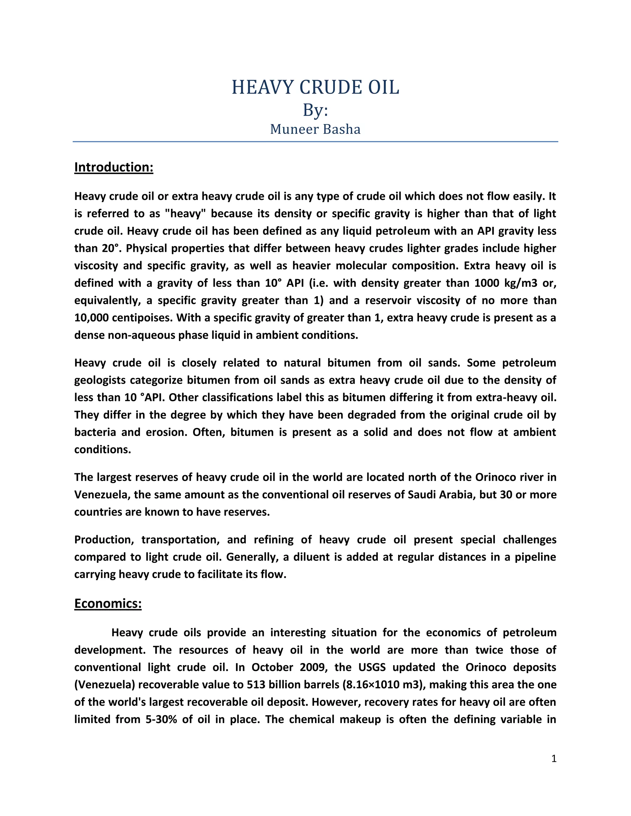 Heavy crude oil | DOCX