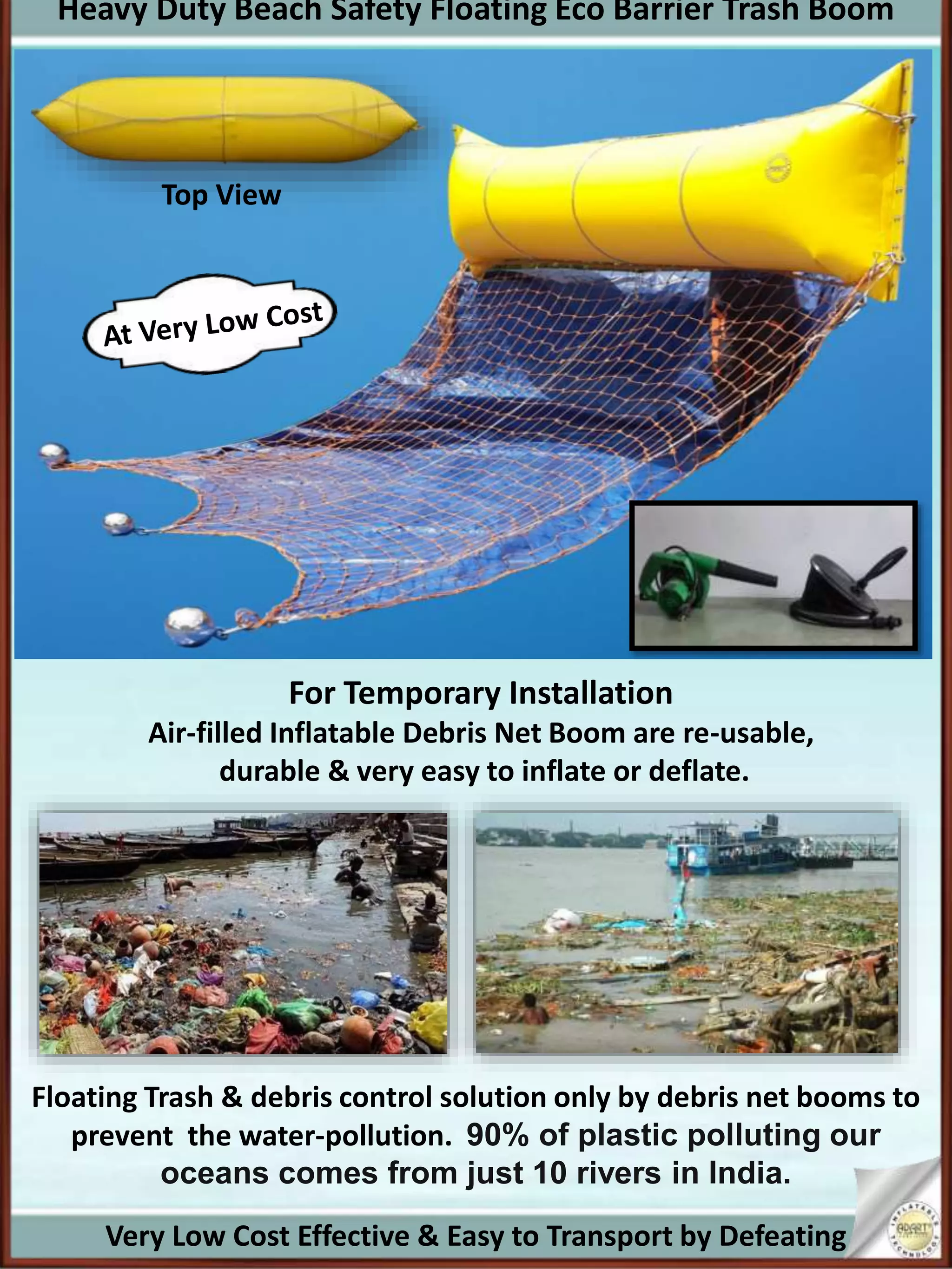 Heavy duty beach safety floating eco barrier trash boom ppt | PPTX