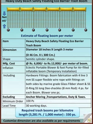 Heavy duty beach safety floating eco barrier trash boom ppt | PPTX