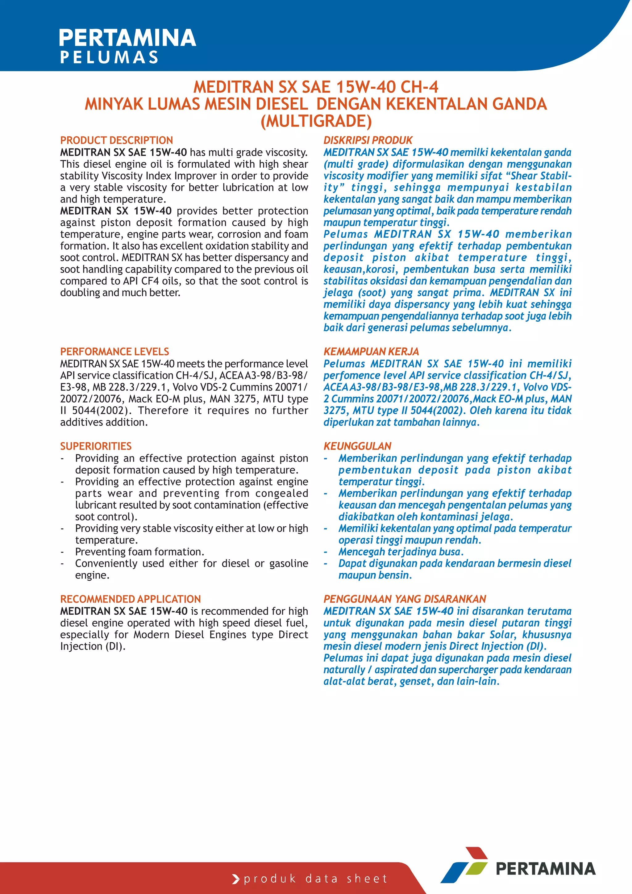 Heavy duty diesel oils pertamina | PDF