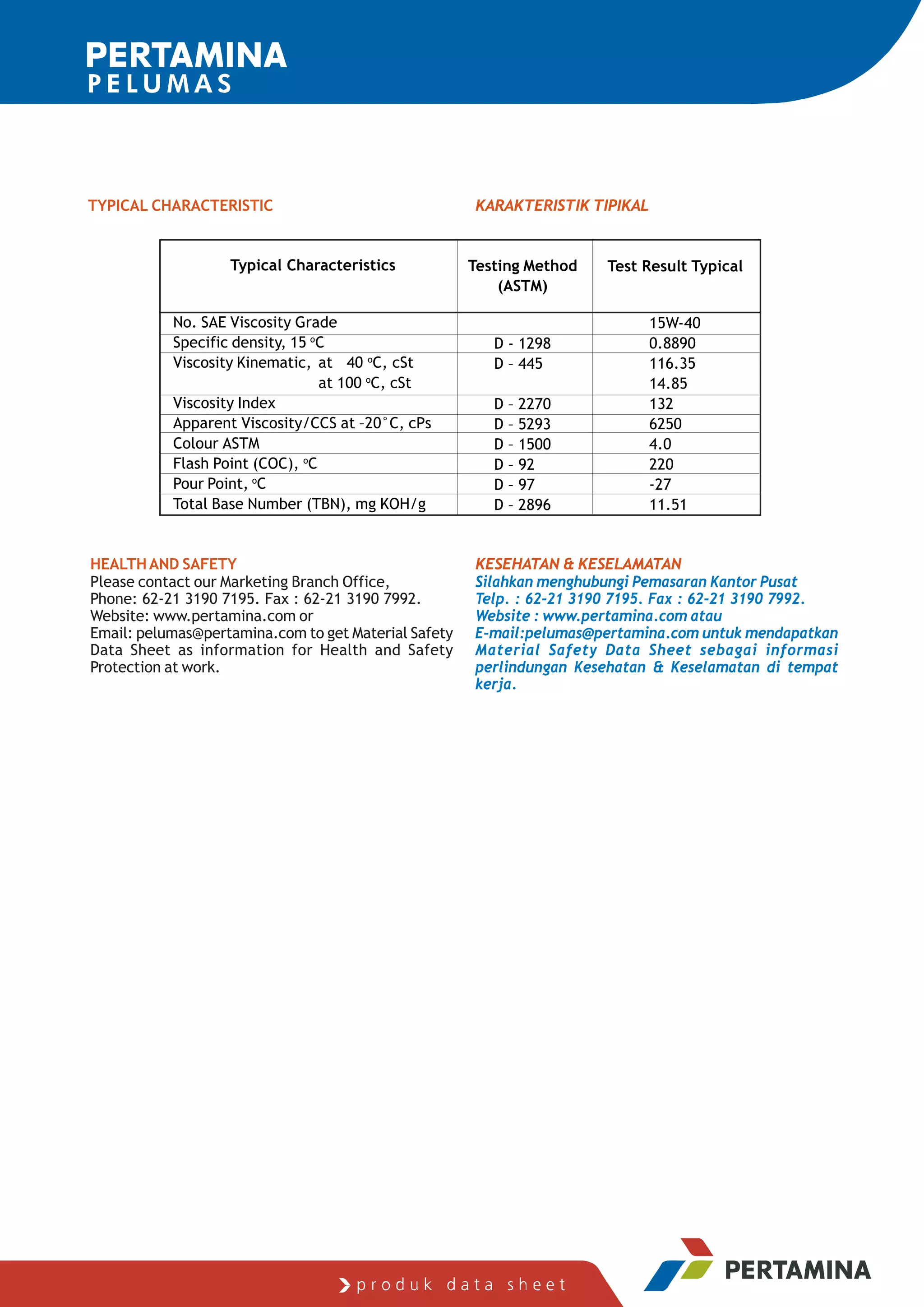 Heavy duty diesel oils pertamina | PDF